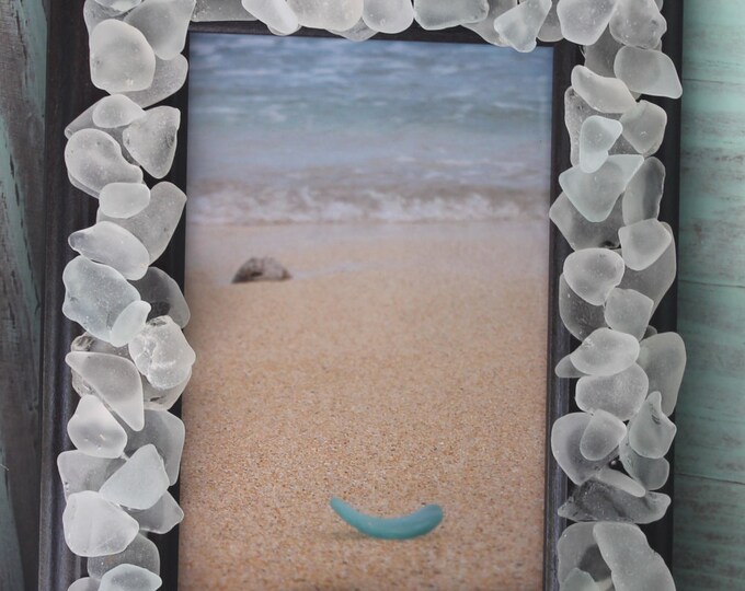 Genuine Sea Glass Frame - Glowing White Hawaii Sea Glass Picture Frame ...