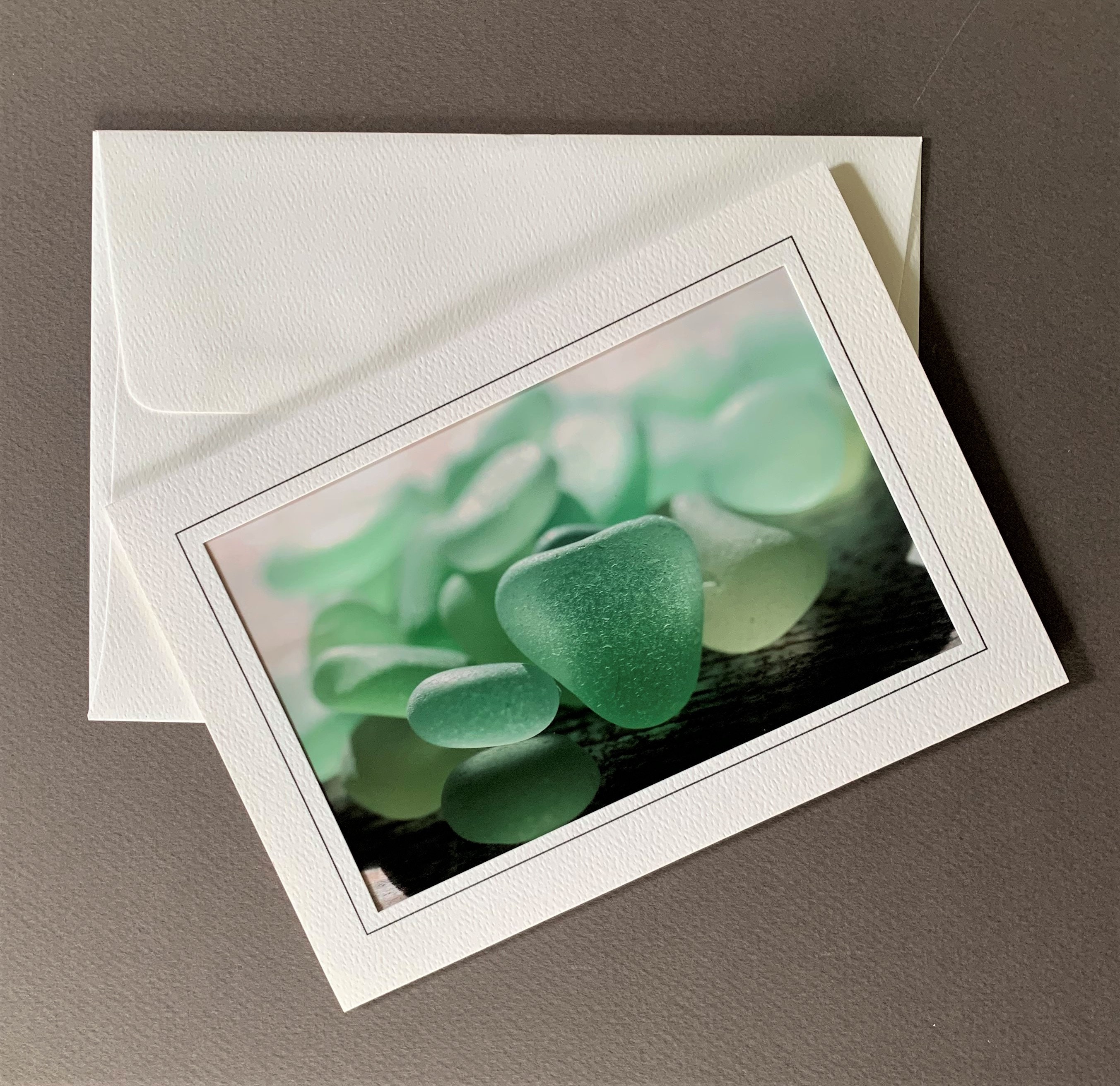 Heart Sea Glass Card, Blank Photo Greeting Card, Heart Note Card ...