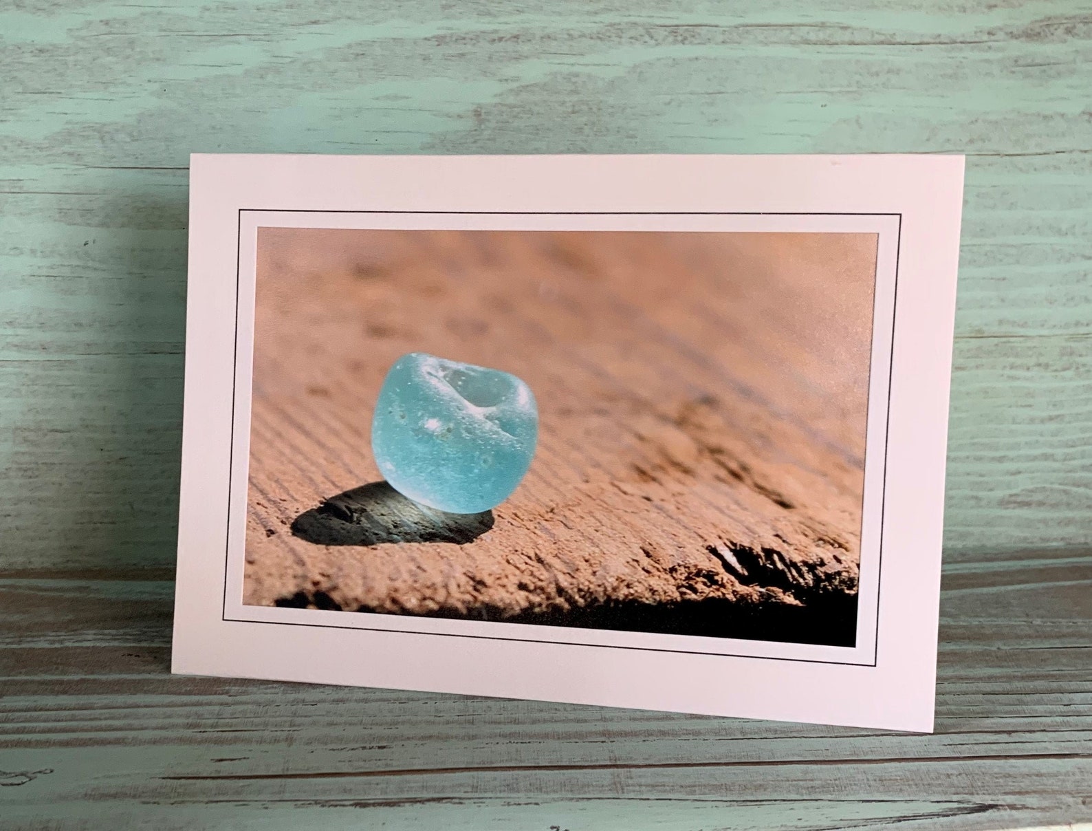 Photo Art Card, Sea Glass Greeting Card, Homemade Note Card ...