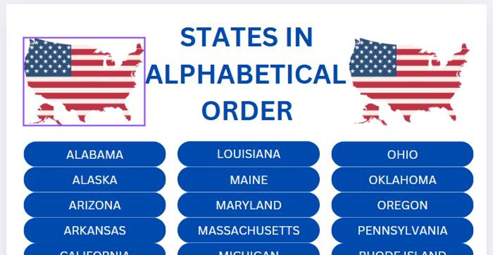 States in Alphabetical Order – Learn the States Song Printable ...