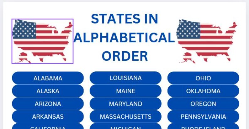 States in Alphabetical Order – Learn the States Song Printable ...