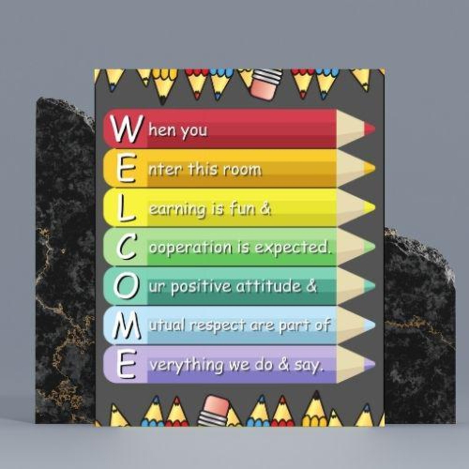 Colorful WELCOME Classroom Poster – Positive Rules Sign – Printable ...