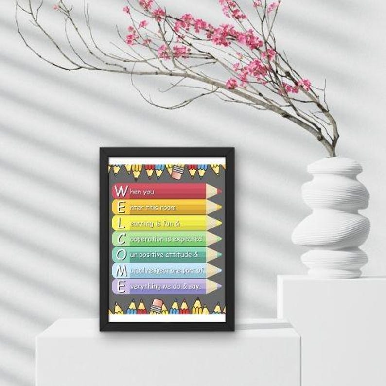 Colorful WELCOME Classroom Poster – Positive Rules Sign – Printable ...
