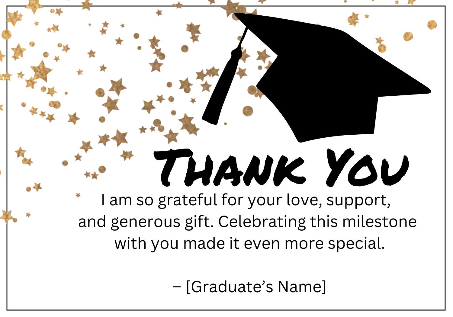 Graduation Thank You Card – Printable Black & Gold Minimalist Design ...