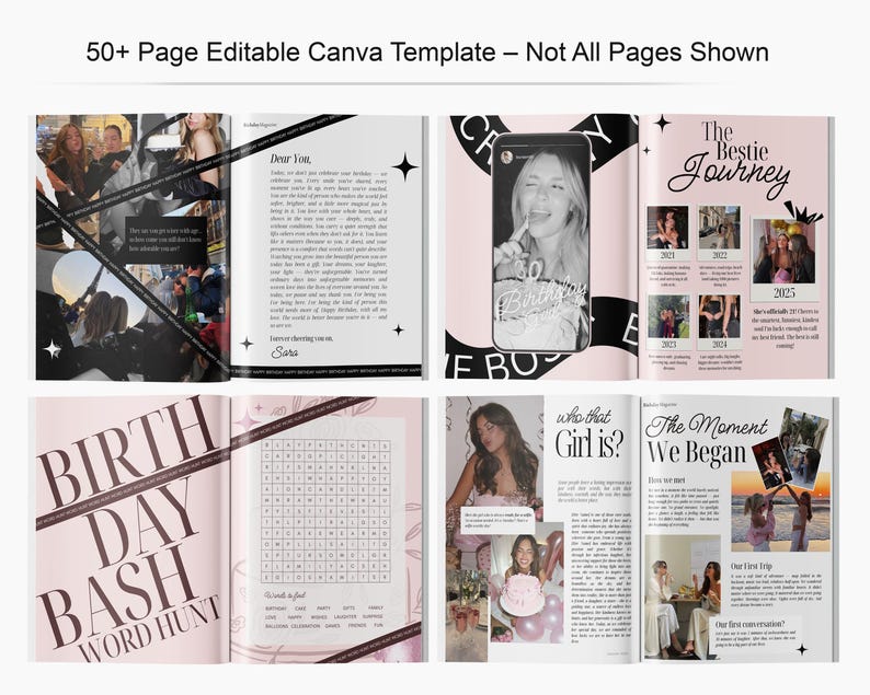 Birthday Magazine Template for Best Friend | Editable Canva Gift ...