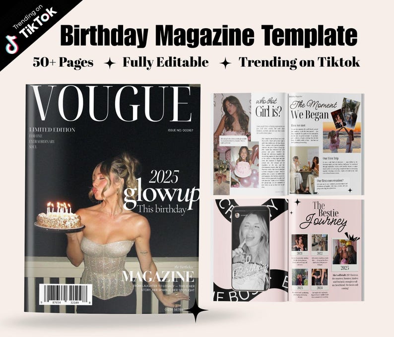 Birthday Magazine Template for Best Friend | Editable Canva Gift ...