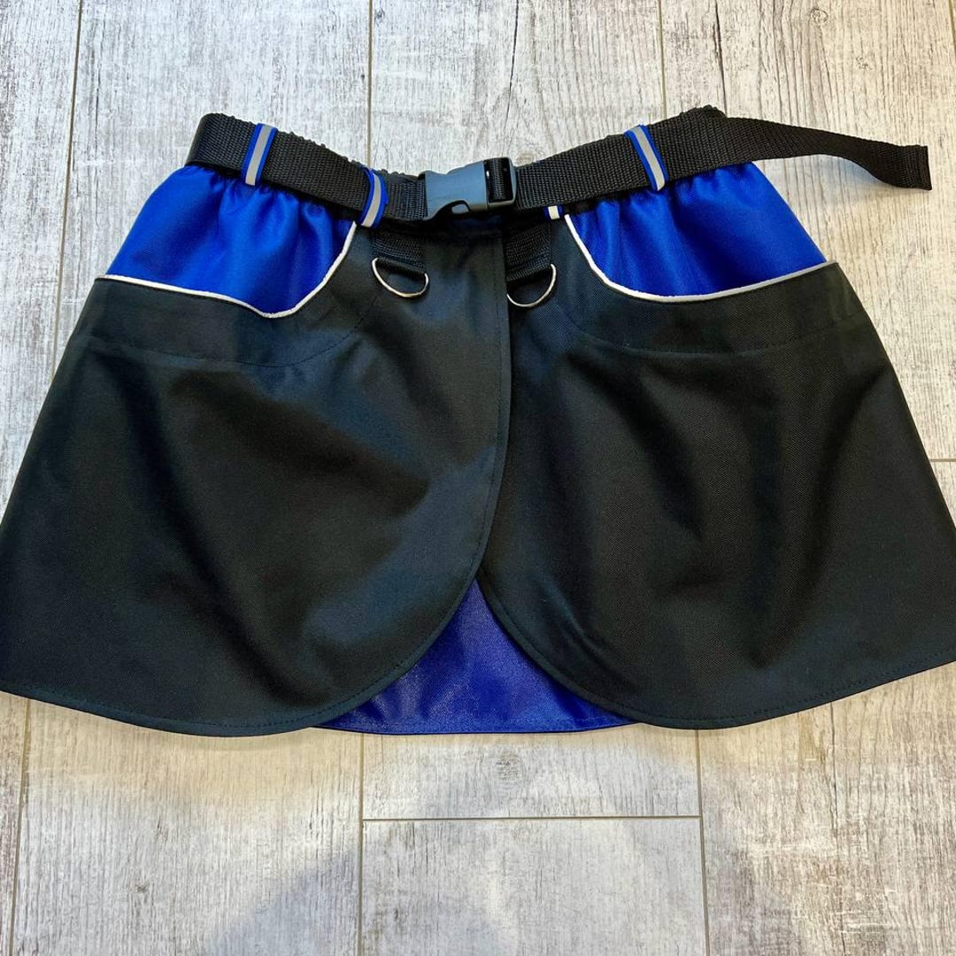 Dog Training Apron Skirt: Blue & Black Oxford Fabric, Multiple Pockets ...