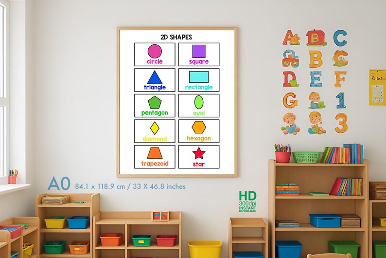 2D Shapes Poster Printable | Geometric Shape Chart for Kids | Preschool ...