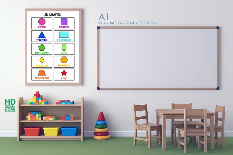 2D Shapes Poster Printable | Geometric Shape Chart for Kids | Preschool ...