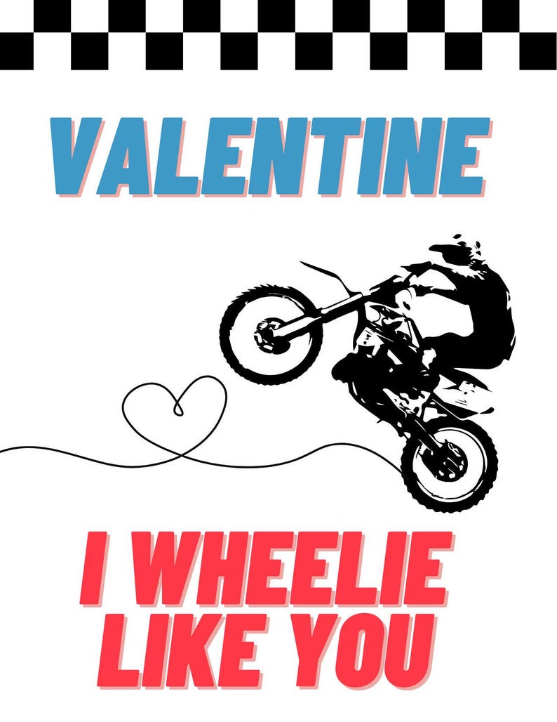 Dirt Bike Valentine's Day Card Template - Etsy