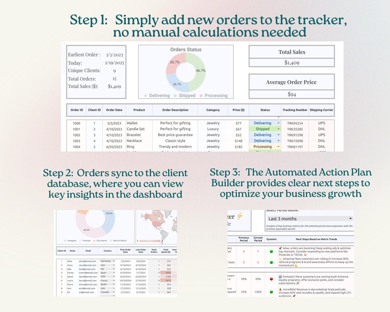 Client Tracker Pro | Automated Order & Sales Tracking Spreadsheet ...