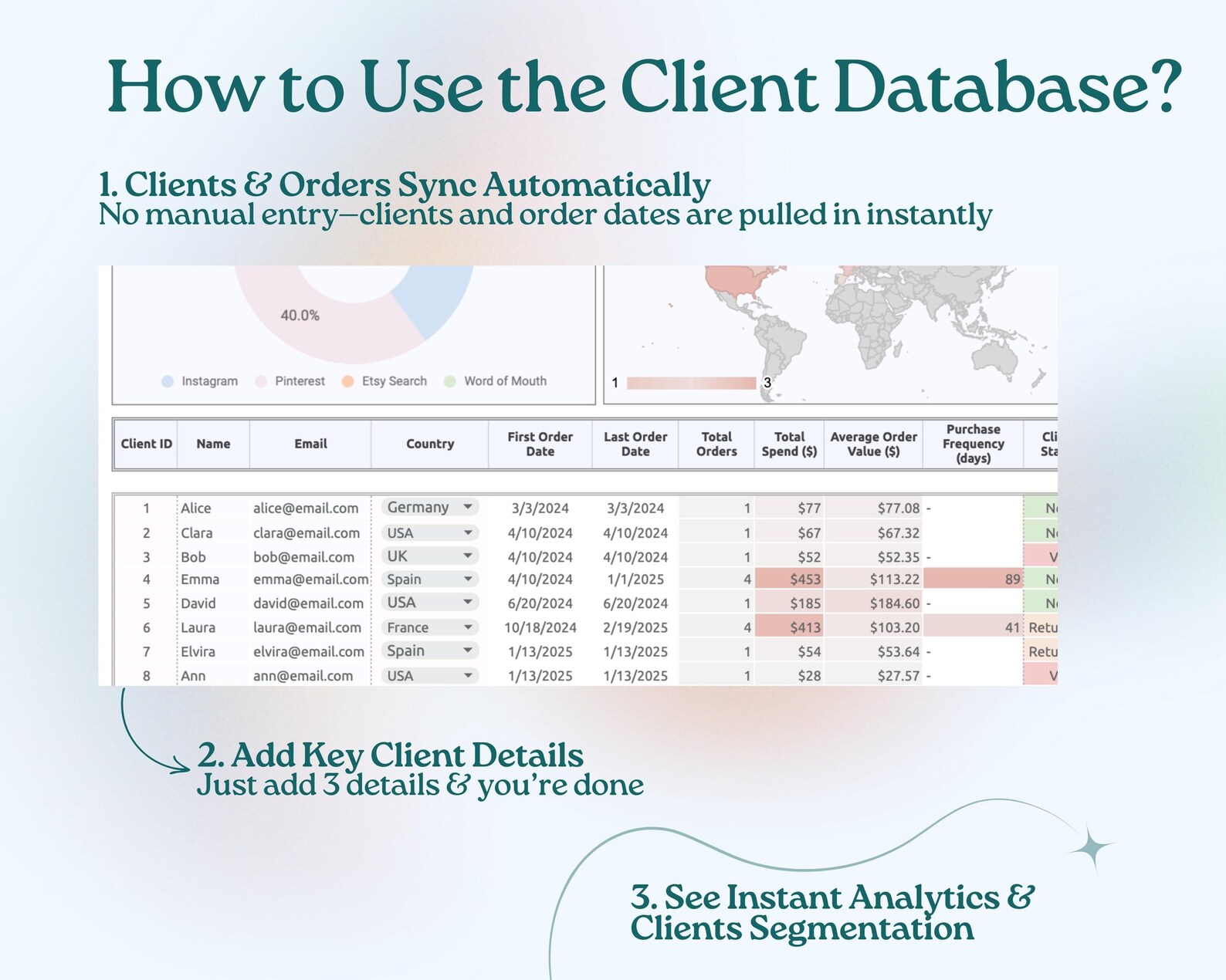 Client Tracker Pro | Automated Order & Sales Tracking Spreadsheet ...
