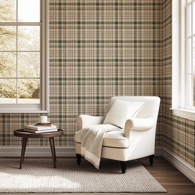 Western Plaid Wallpaper | Rustic Lodge Decor | Removable Peel and Stick ...