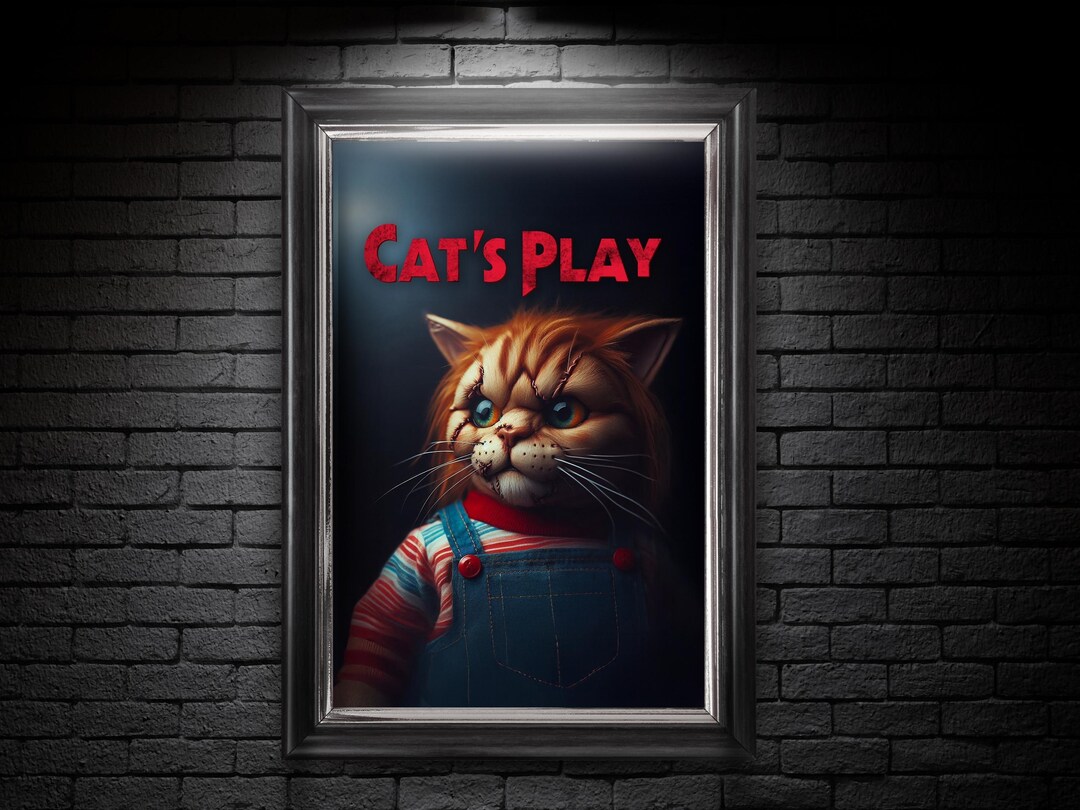Spooky Cat Chucky Doll Wall Art for Halloween Poster or Stickers ...