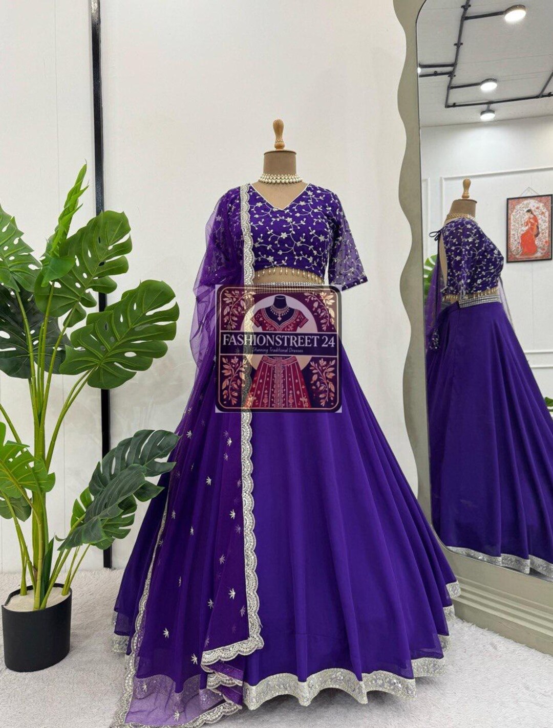 Latest Purple Lehenga Choli Sequin Work Lengha Choli Indian Wedding ...