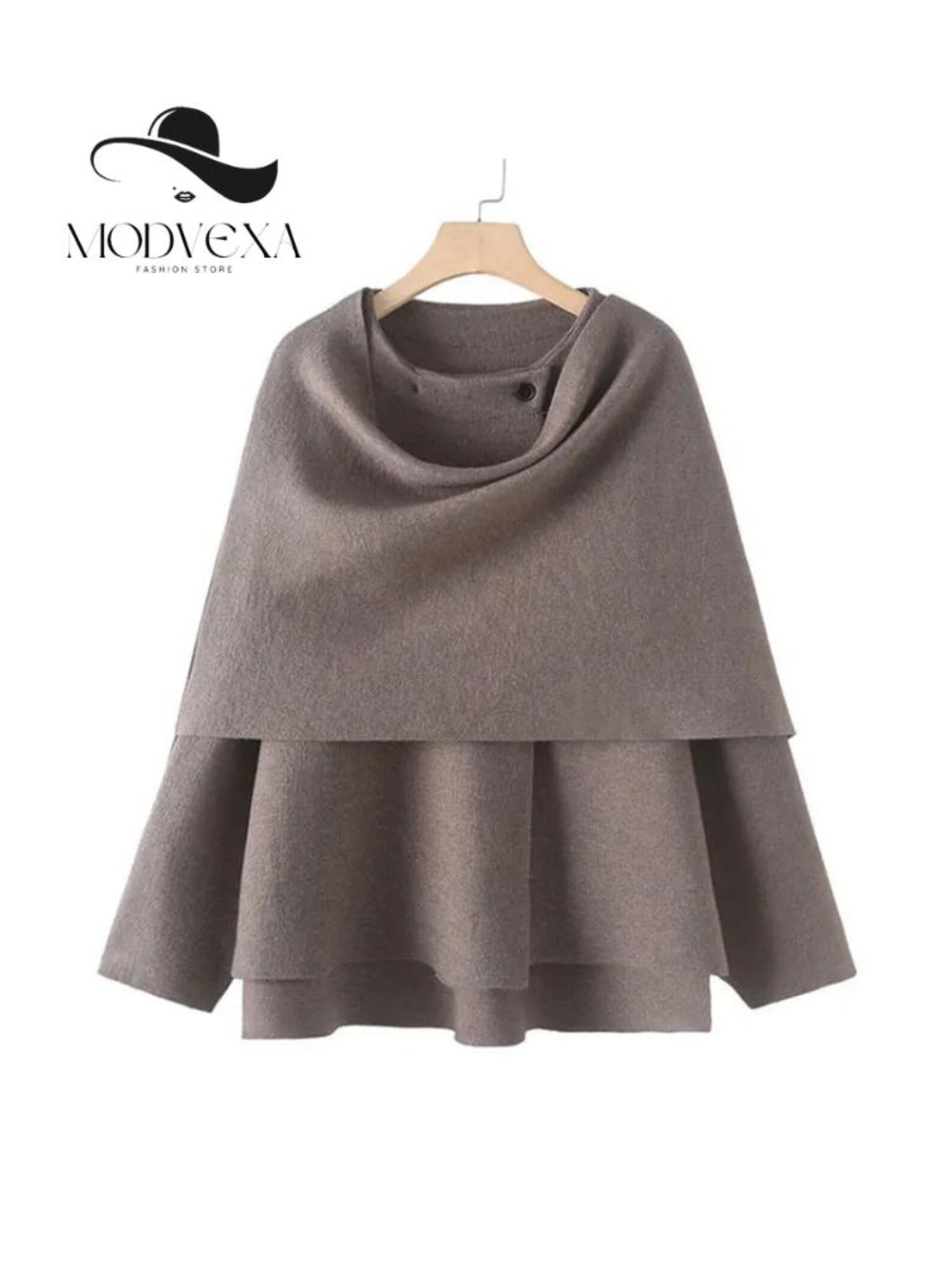 Womens Draped Wool Coat Oversized Winter Jacket Loose Fit Casual Cape ...