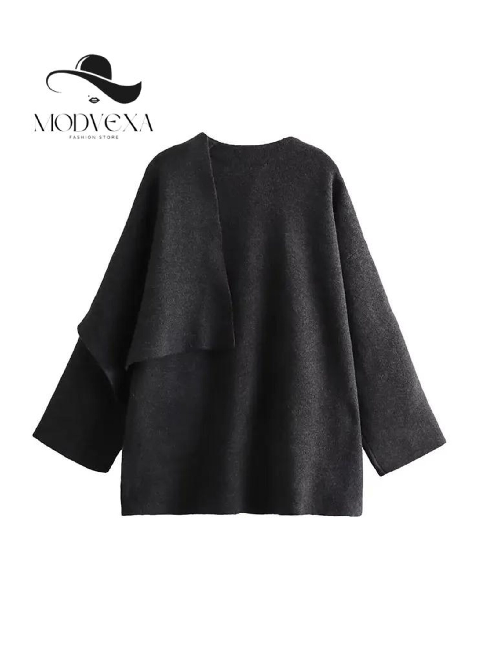 Womens Draped Wool Coat Oversized Winter Jacket Loose Fit Casual Cape ...