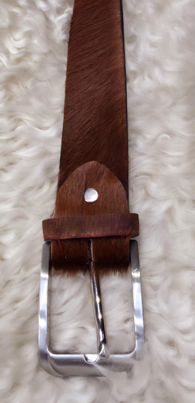 Premium Cowhide Belt Brown– Hair-on Hide Belt With Reverse Side Full ...