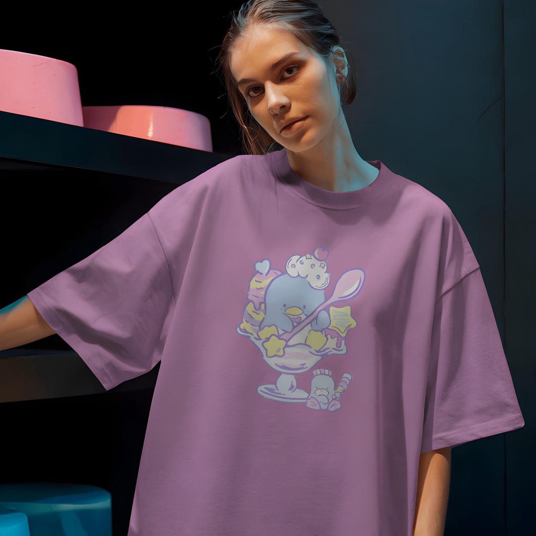 Cutecore Pastel Penguin Ice Cream Sundae T-shirt, Cute Kawaii Blue ...