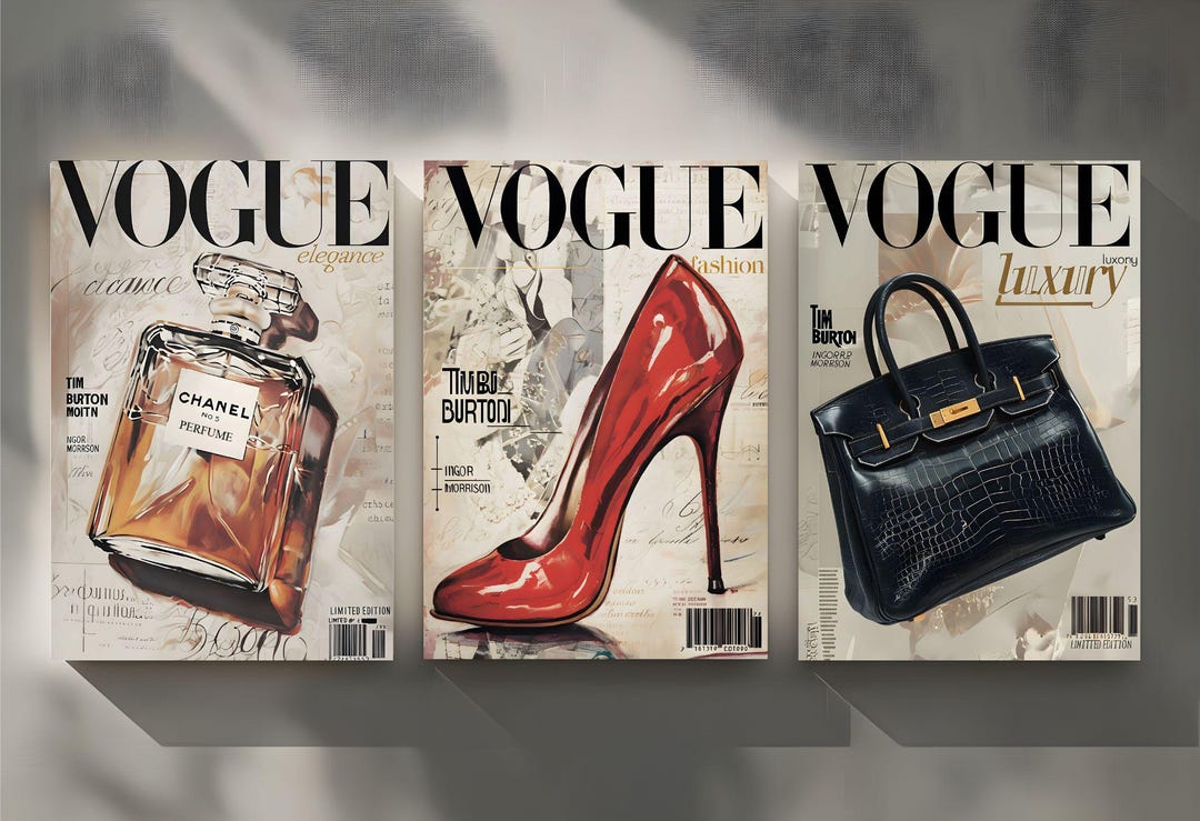 Set of 3 Vintage Vogue Posters, Fashion Wall Prints, Trendy Wall Art ...