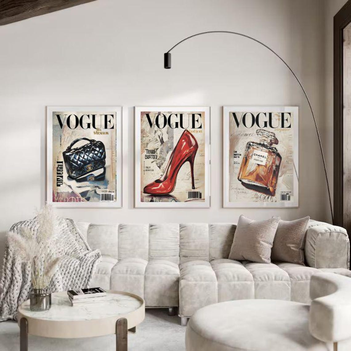 Set of 5 Vintage Vogue Posters, Fashion Wall Prints, Trendy Wall Art ...