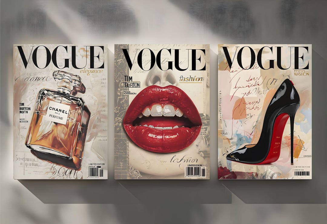 Set of 3 Vintage Vogue Posters, Fashion Wall Prints, Trendy Wall Art ...