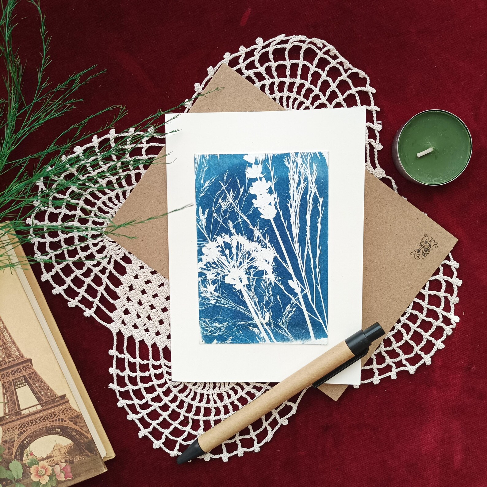 Cyanotype Celebration Card, Cyanotype Greetings Card, Vintage Gift Card ...