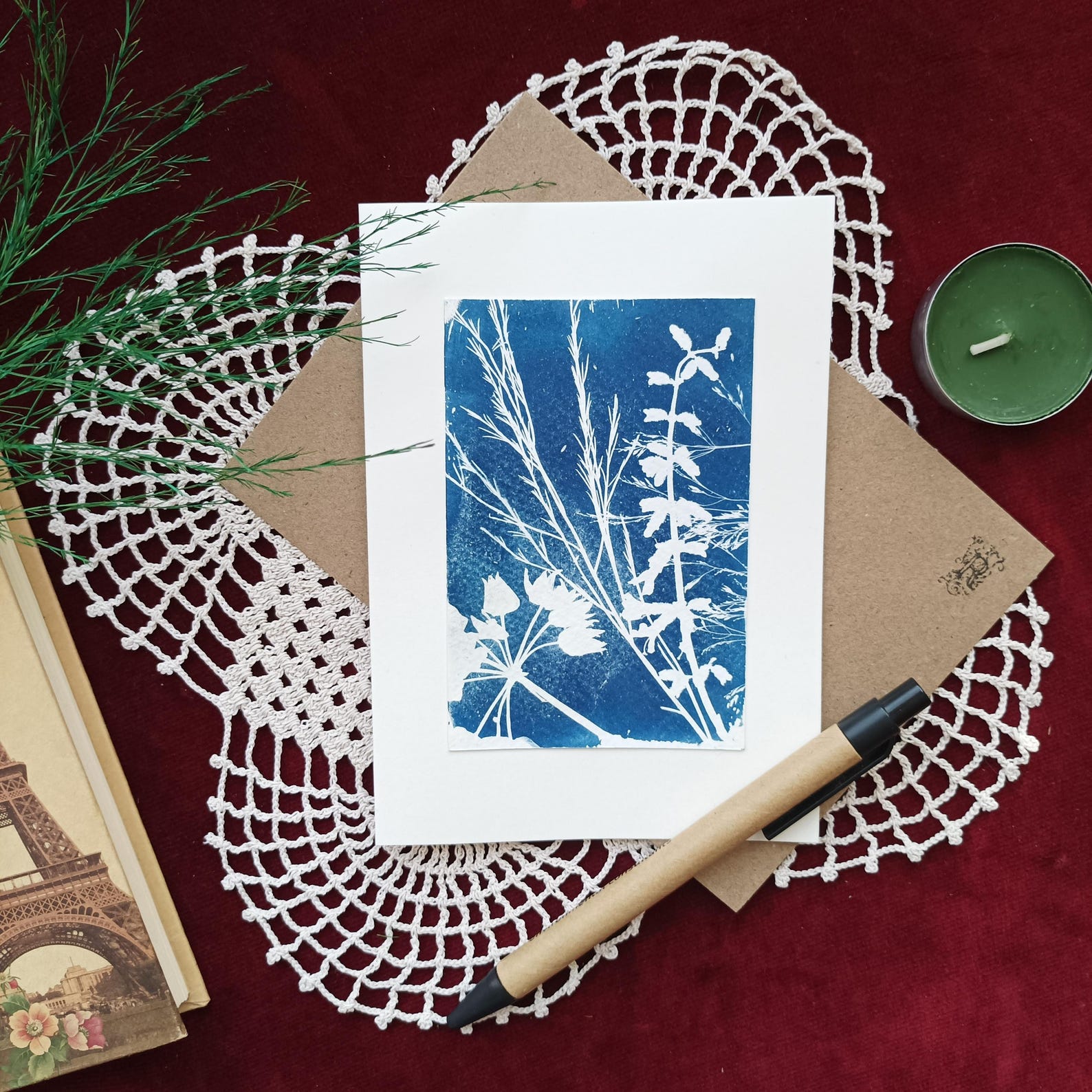Cyanotype Celebration Card, Cyanotype Greetings Card, Vintage Gift Card ...