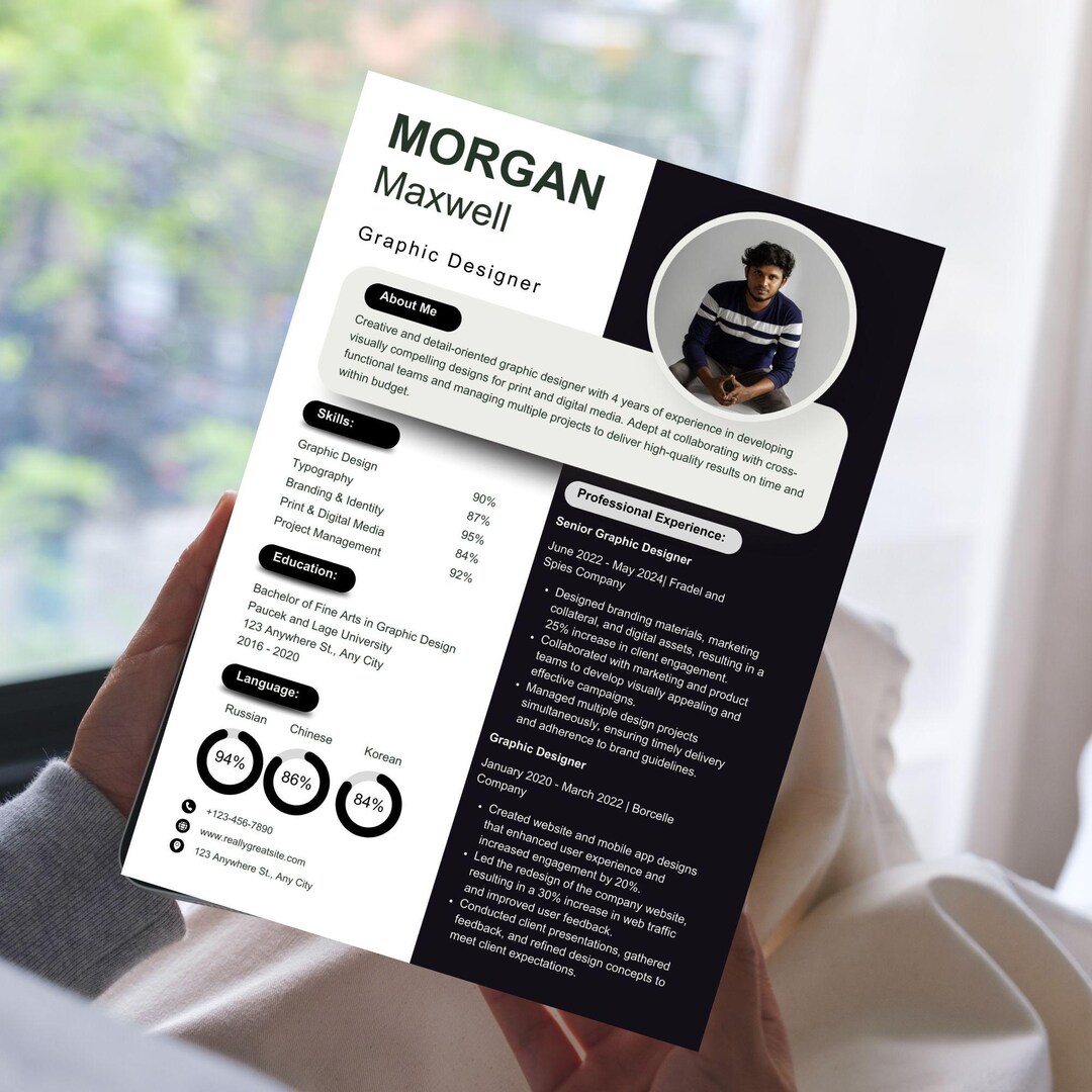 Editable Graphic Designer CV Resume | Printable Professional Template ...