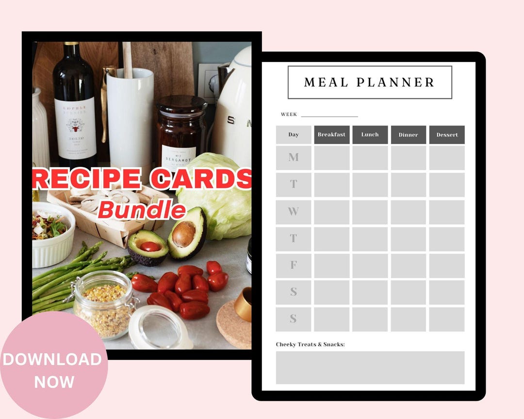 2025-2026 Recipe Cards Bundle - Printable Recipe Cards, Meal Planner ...