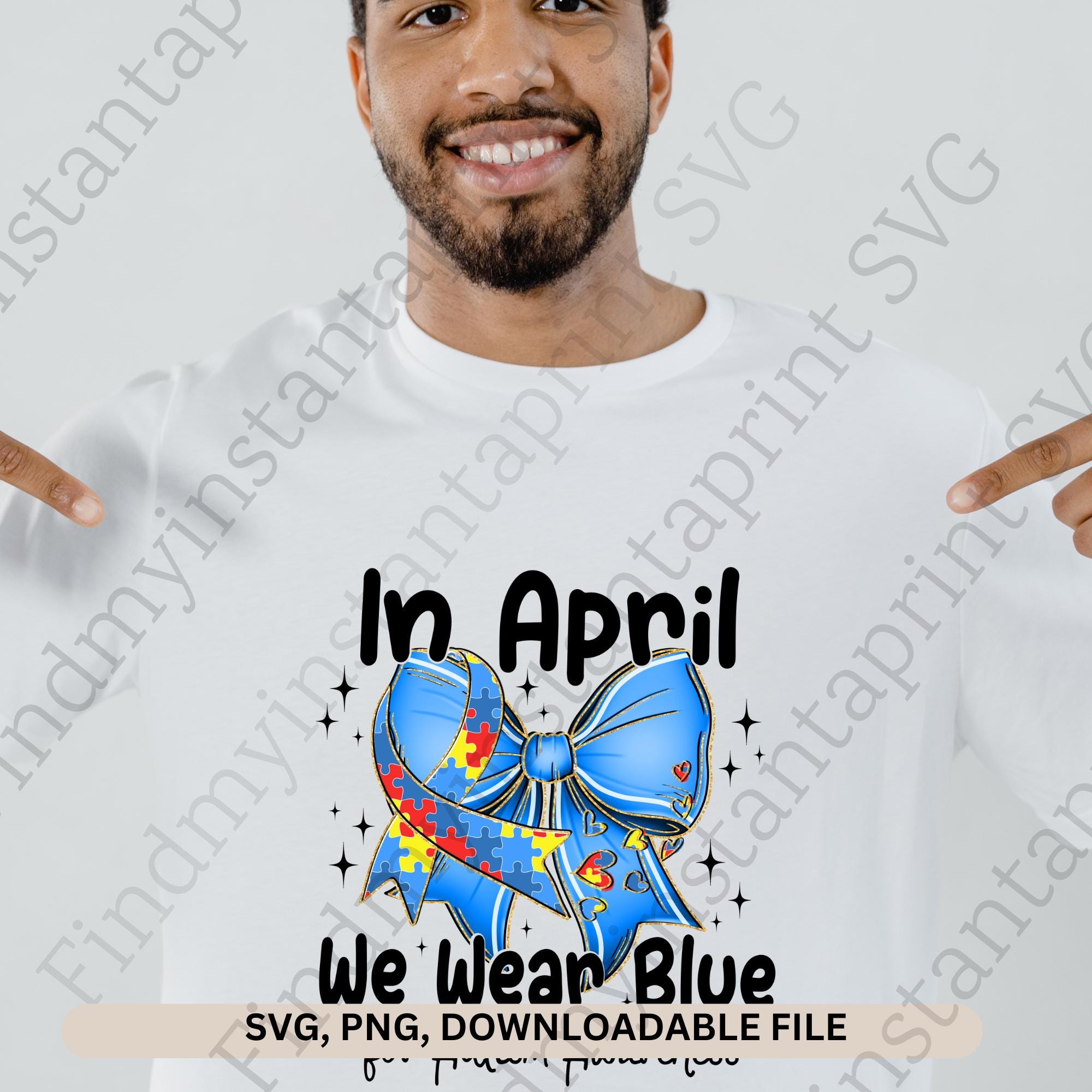 In April We Wear Blue SVG – Awareness Graphic for T-shirts, Mugs ...