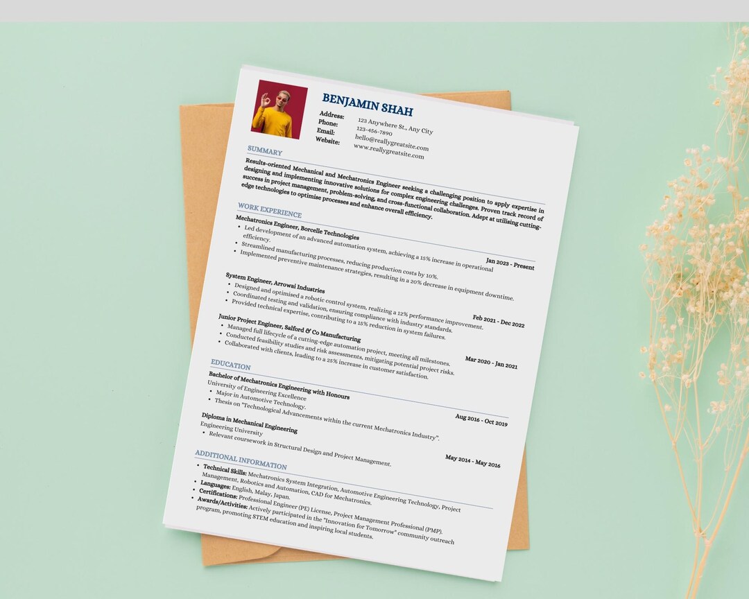 Editable Mechanical Mechatronic Engineer Resume | Professional CV ...