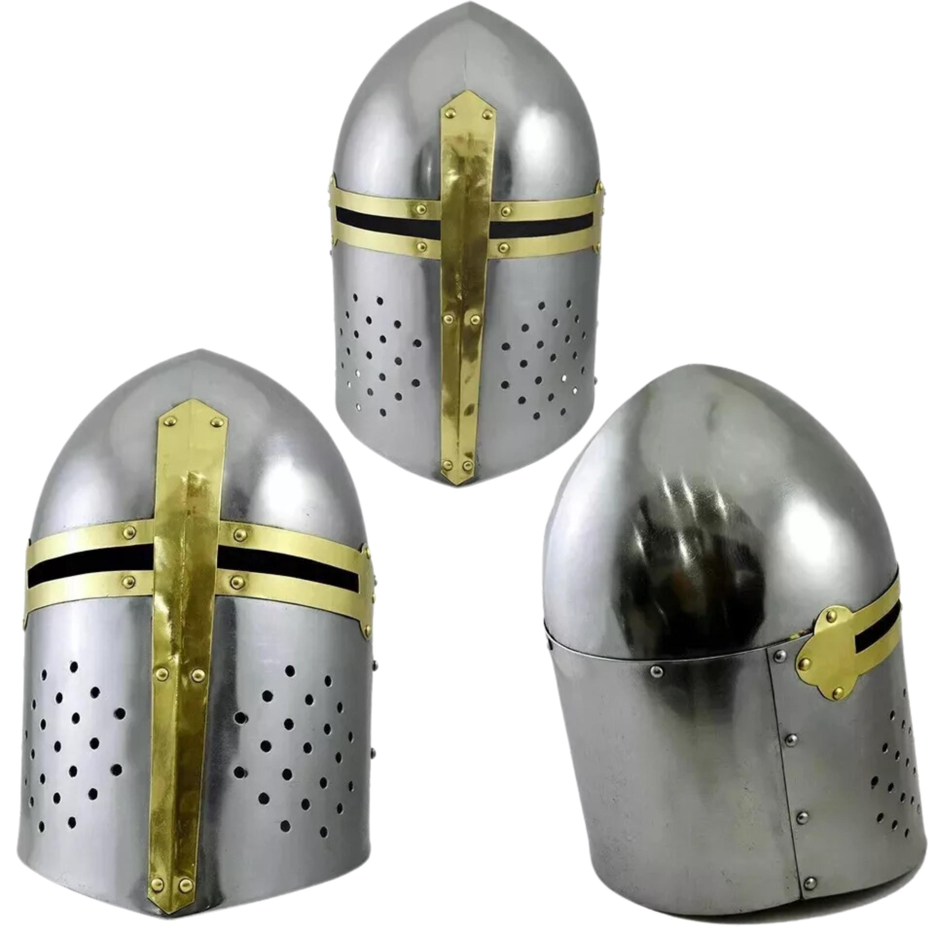 Medieval Knight Armor Crusader Templar Sugarloaf Helmet Great Helm ...