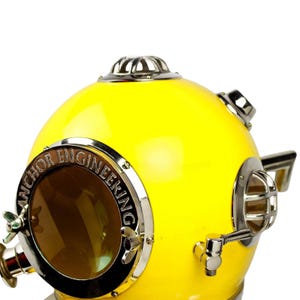 18" Nickel Yellow Nautical Scuba Diving Helmet | Maritime Ship Decor ...