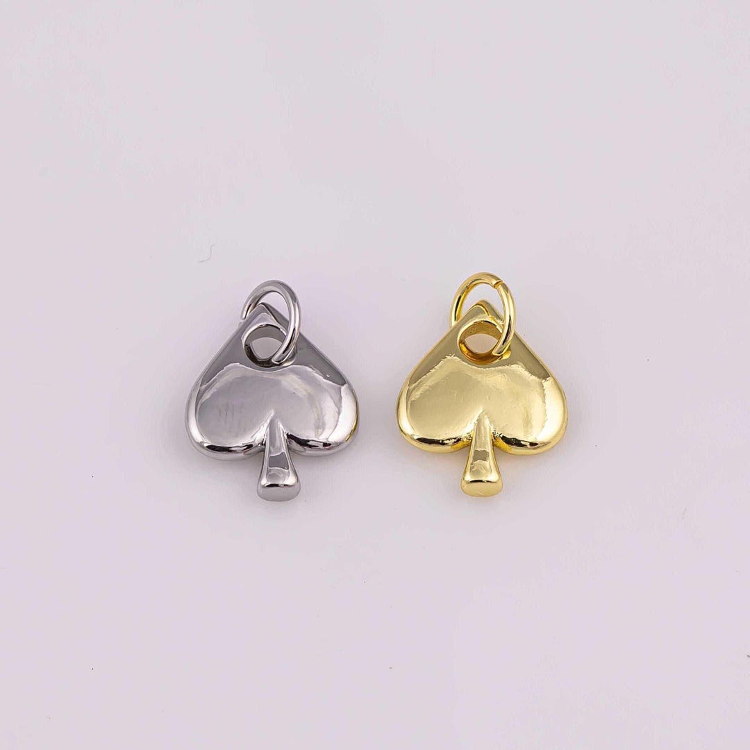 22k Gold Filled Spades Charm 18x12mm Ace of Spade Silver Bracelet ...