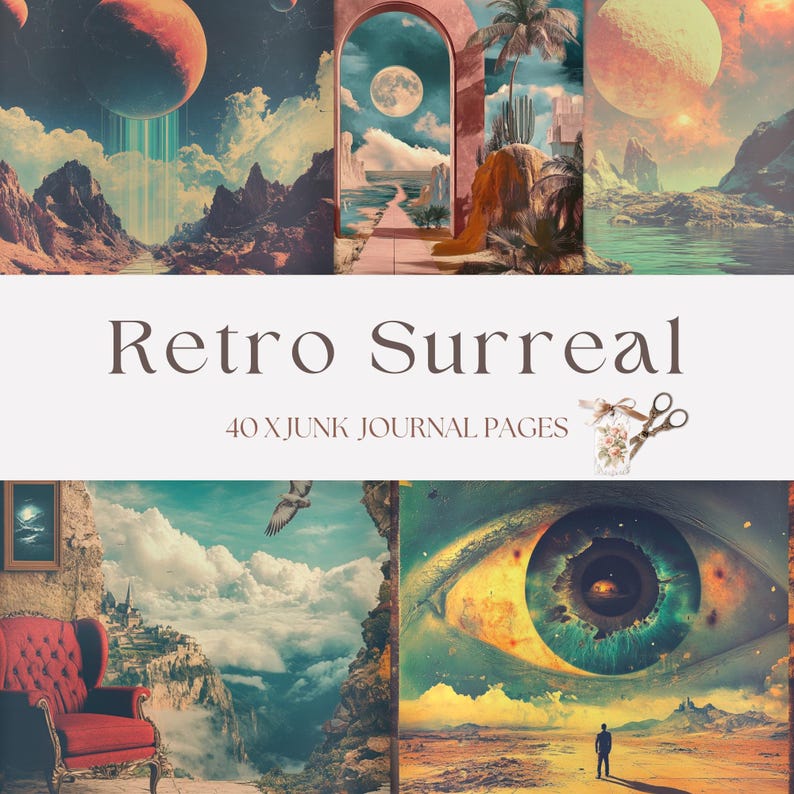 Retro Surreal Junk Journal Pages, Printable Ephemera, Digital Collage ...