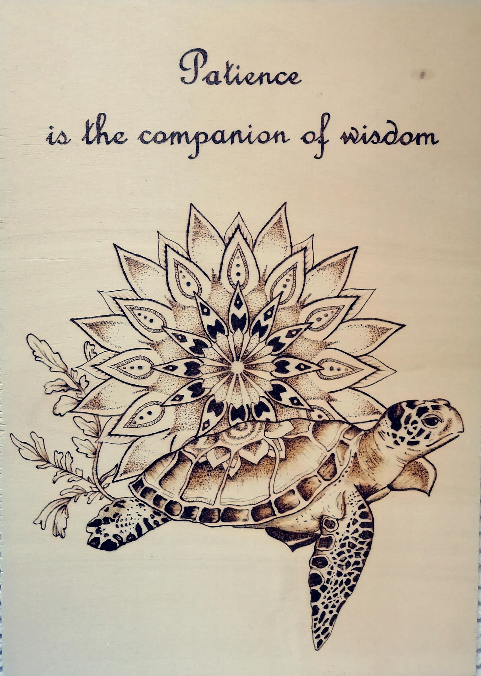 Handmade Wood-burned Turtle Artwork – "patience" – A3 Pyrography Art - Etsy