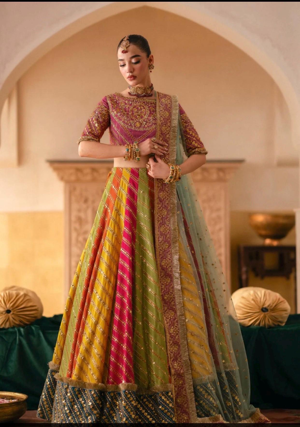 Gul Posh Wedding Wear Gola Ganda Mehndi Dress, Gift for Her, Lehenga ...