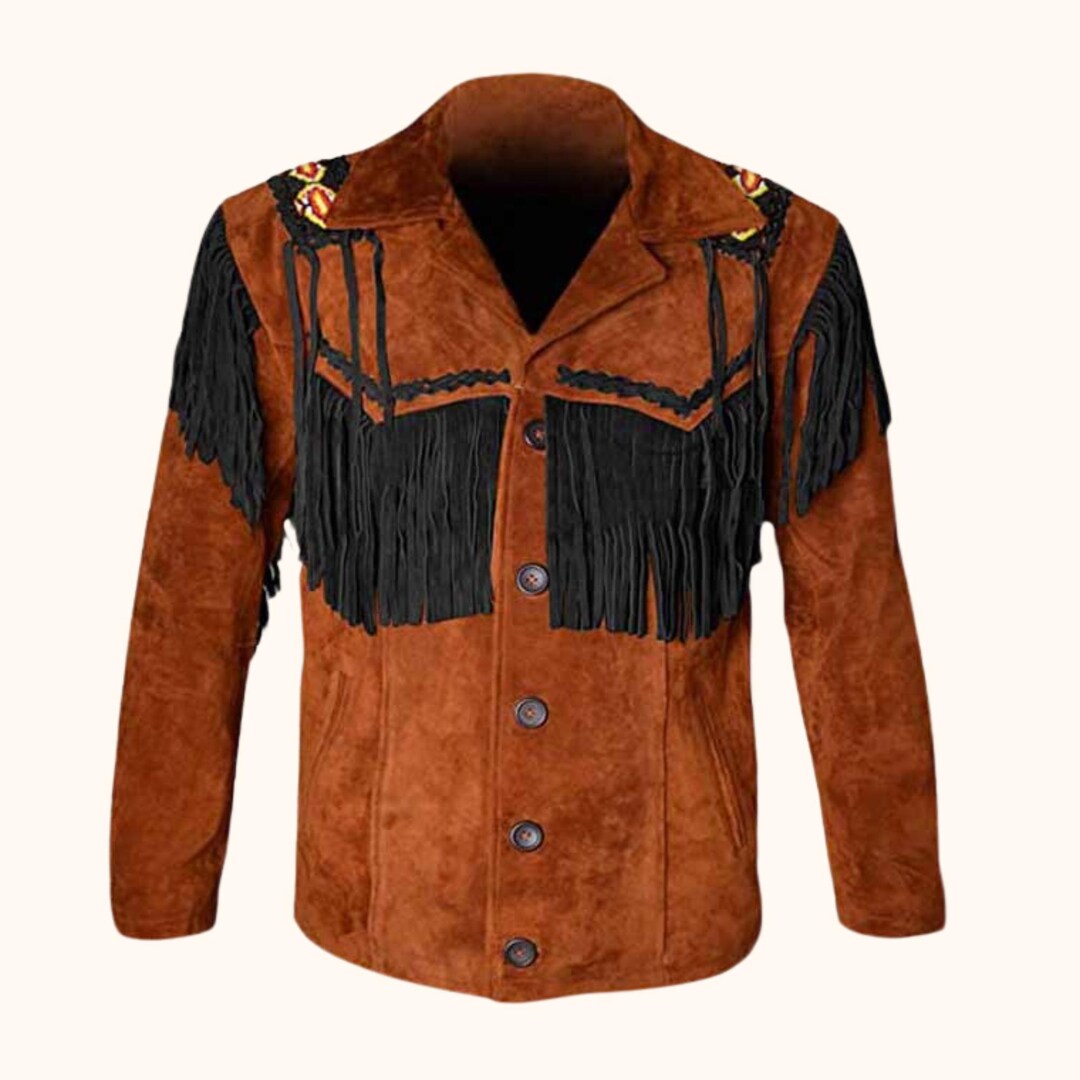 Men’s Western Fringe Suede Leather Jacket – Cowboy Vintage Native ...