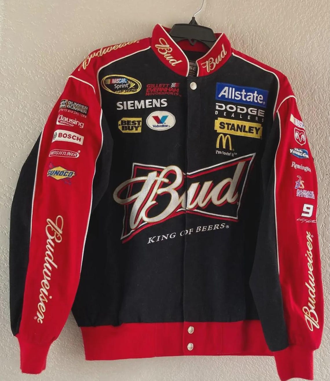 NASCAR Vintage Adult Racing Jacket Embroidered Bud Jacket - Etsy