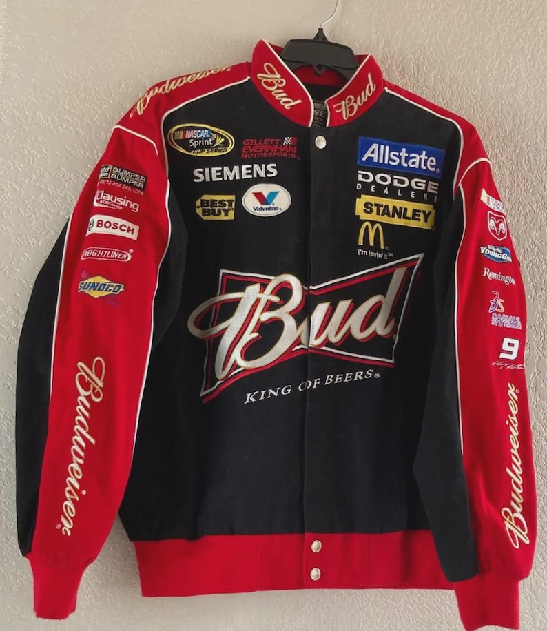 NASCAR Vintage Adult Racing Jacket Embroidered Bud Jacket - Etsy