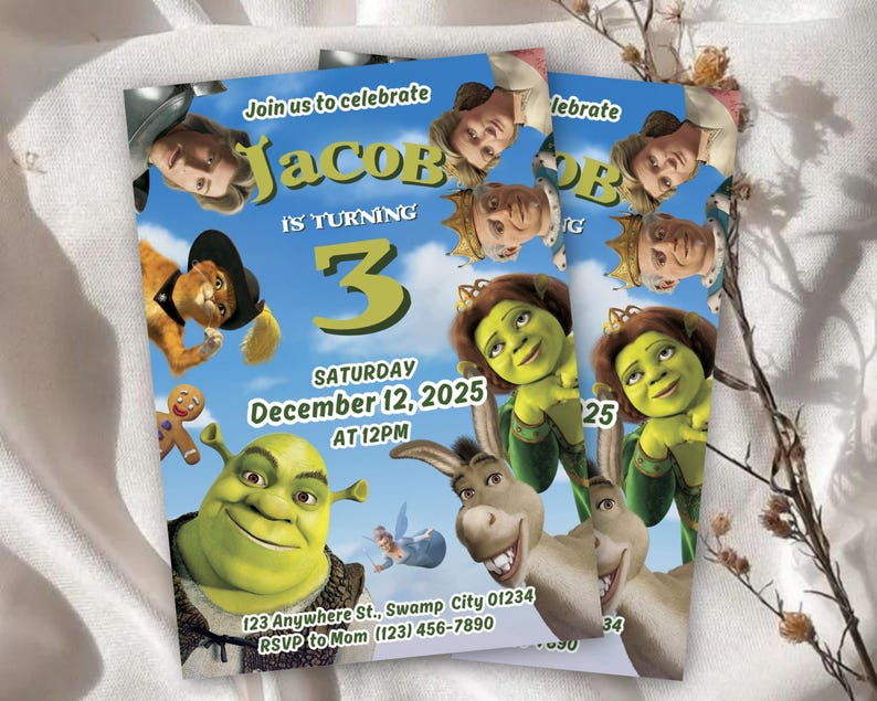 Editable Shrek Party Invitation, Minimalist Shrek Costume Party Invite ...