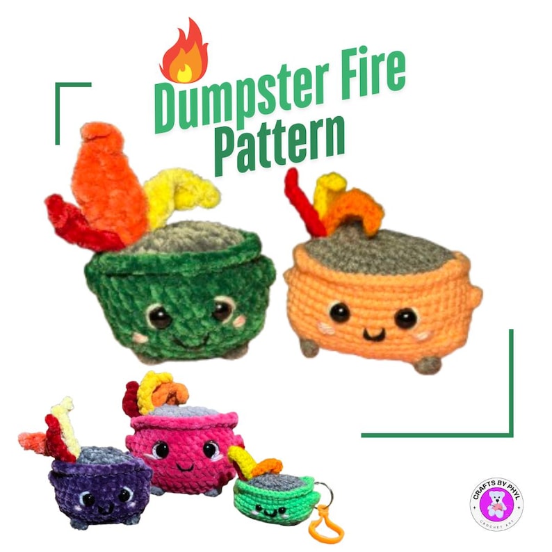 Crochet Pattern - Dumpster Fire Amigurumi PDF, Easy Crochet Pattern ...