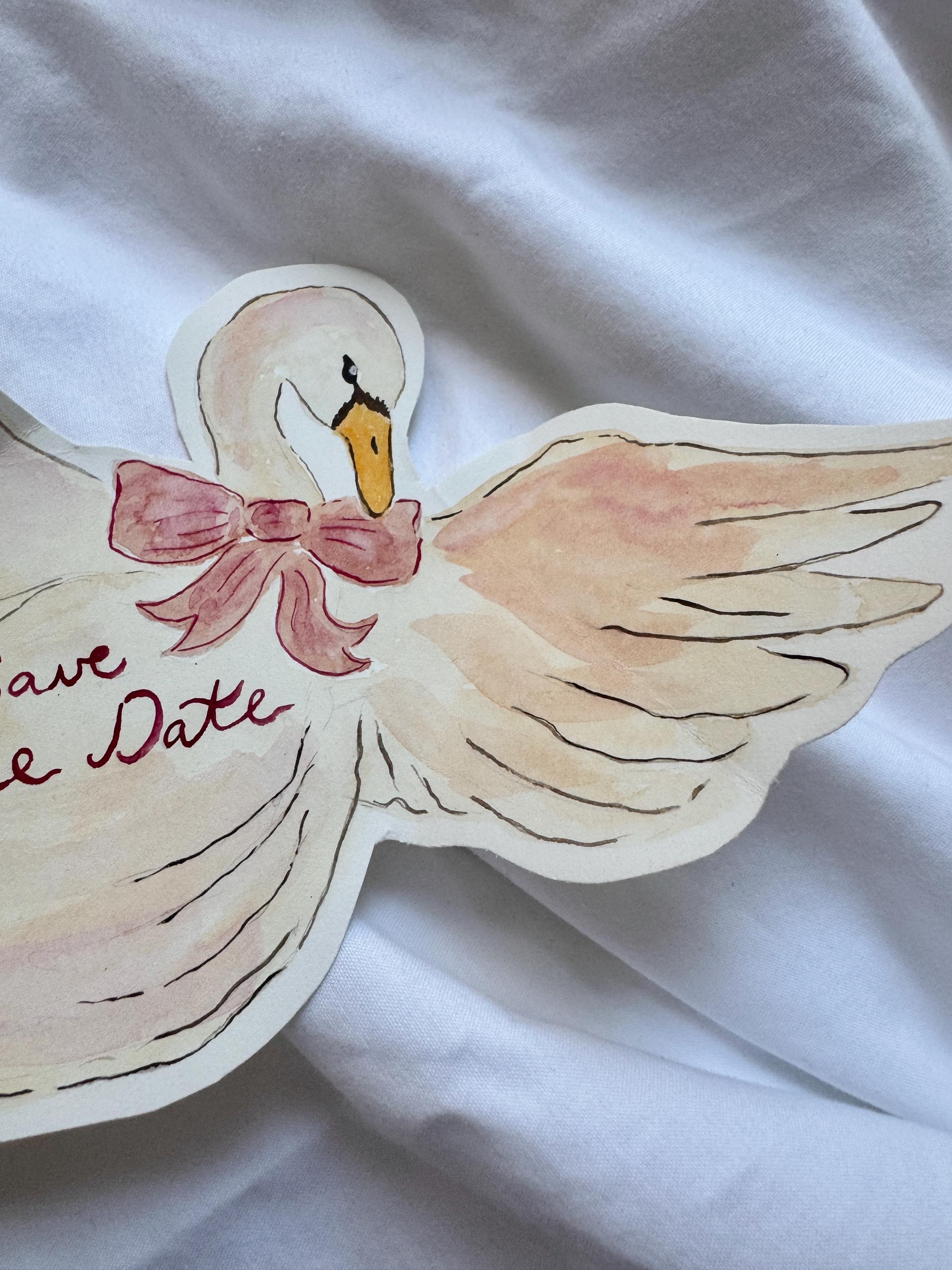 Hand-painted Swan Save the Date Template: Elegant and Romantic Wedding ...