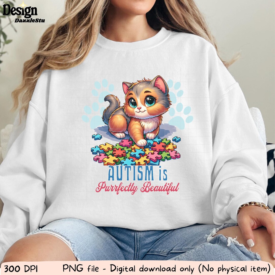 Autism Awareness Png, Cute Cat PNG, Autism Mama PNG, Autism Advocate ...