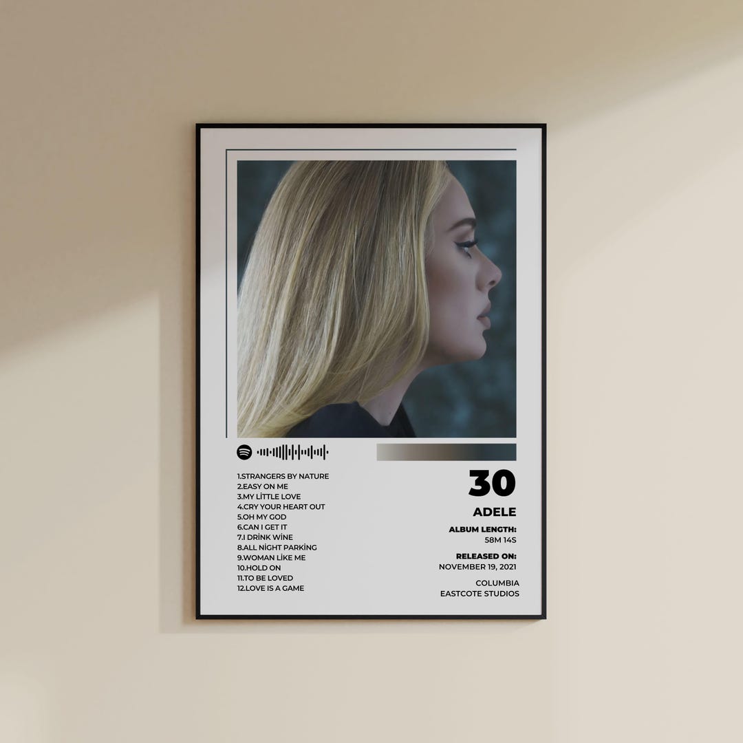 Adele 30 Album Poster Custom Album Print Valentine's Day Gift Music ...