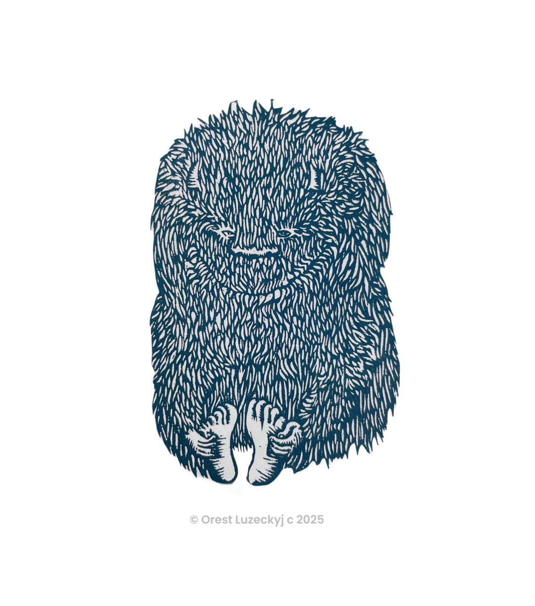 Sitting Monster Woodcut - Etsy