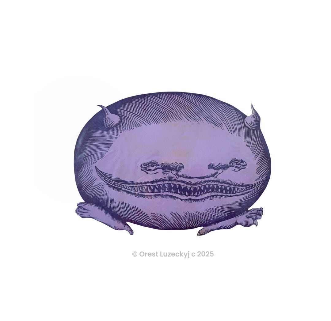 Running Monster Woodcut - Etsy