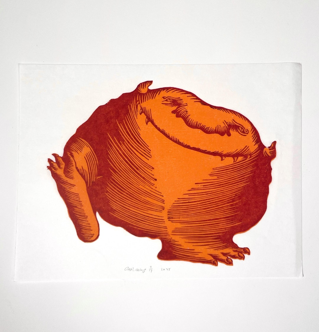 Dancing Monster Woodcut - Color Options - Etsy
