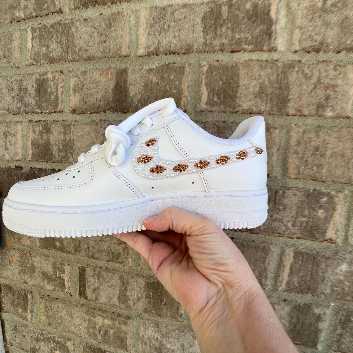 Pearl & Rose Gold Wedding Nike Air Force 1 07s | Bridal Sneakers ...